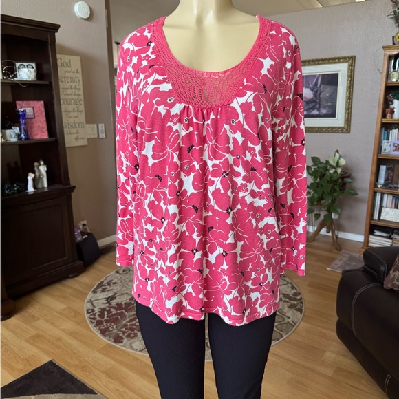 Charter Club | Tops | Charter Club Pink White Black 34 Sleeves ...